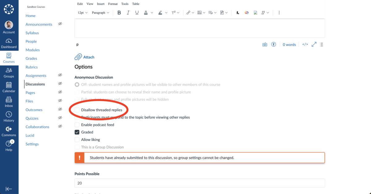 Why can't students reply to each other in my Discussions? - CTLD Ready